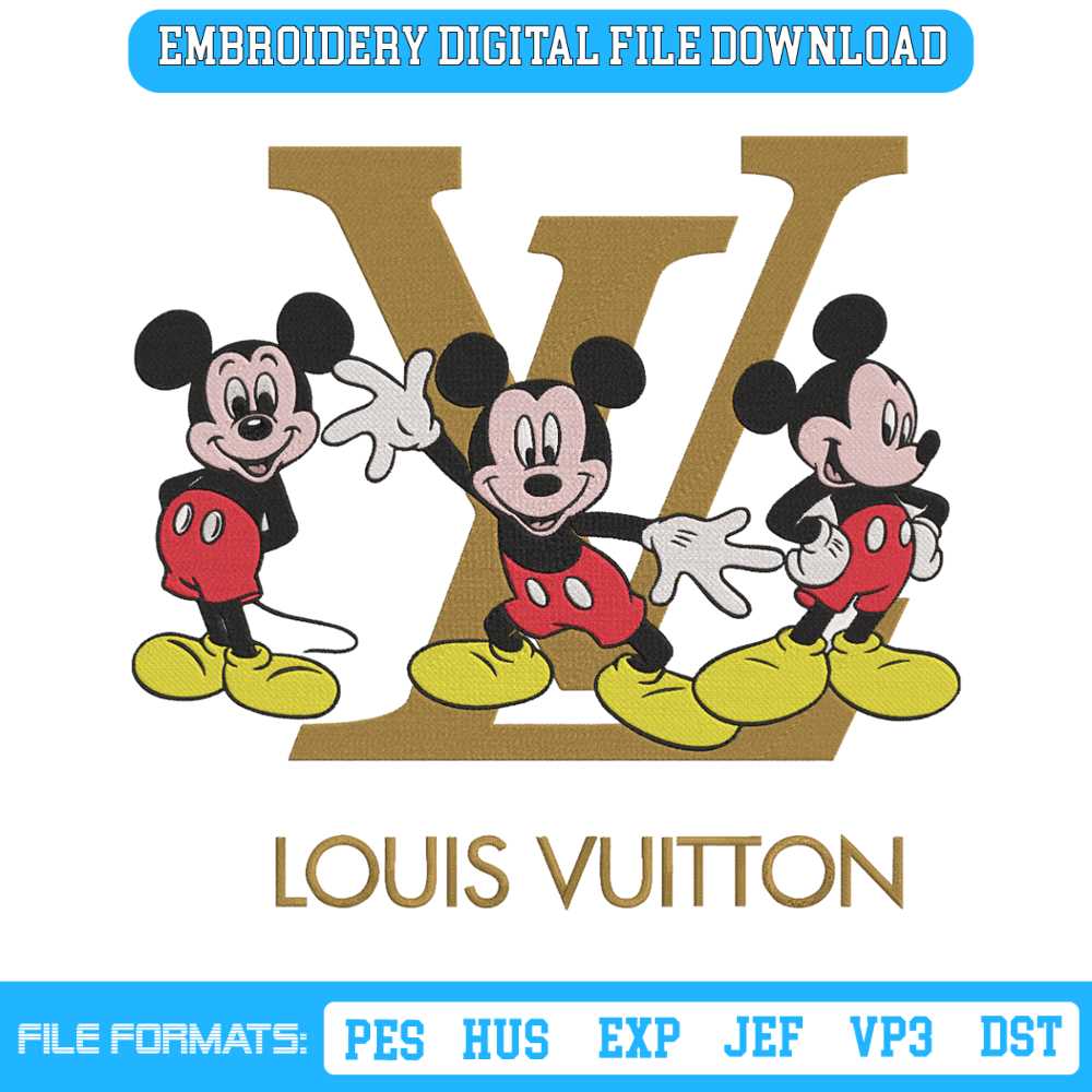 Mickey Team Louis Vuitton Logo Embroidery Design File - Inspire Uplift