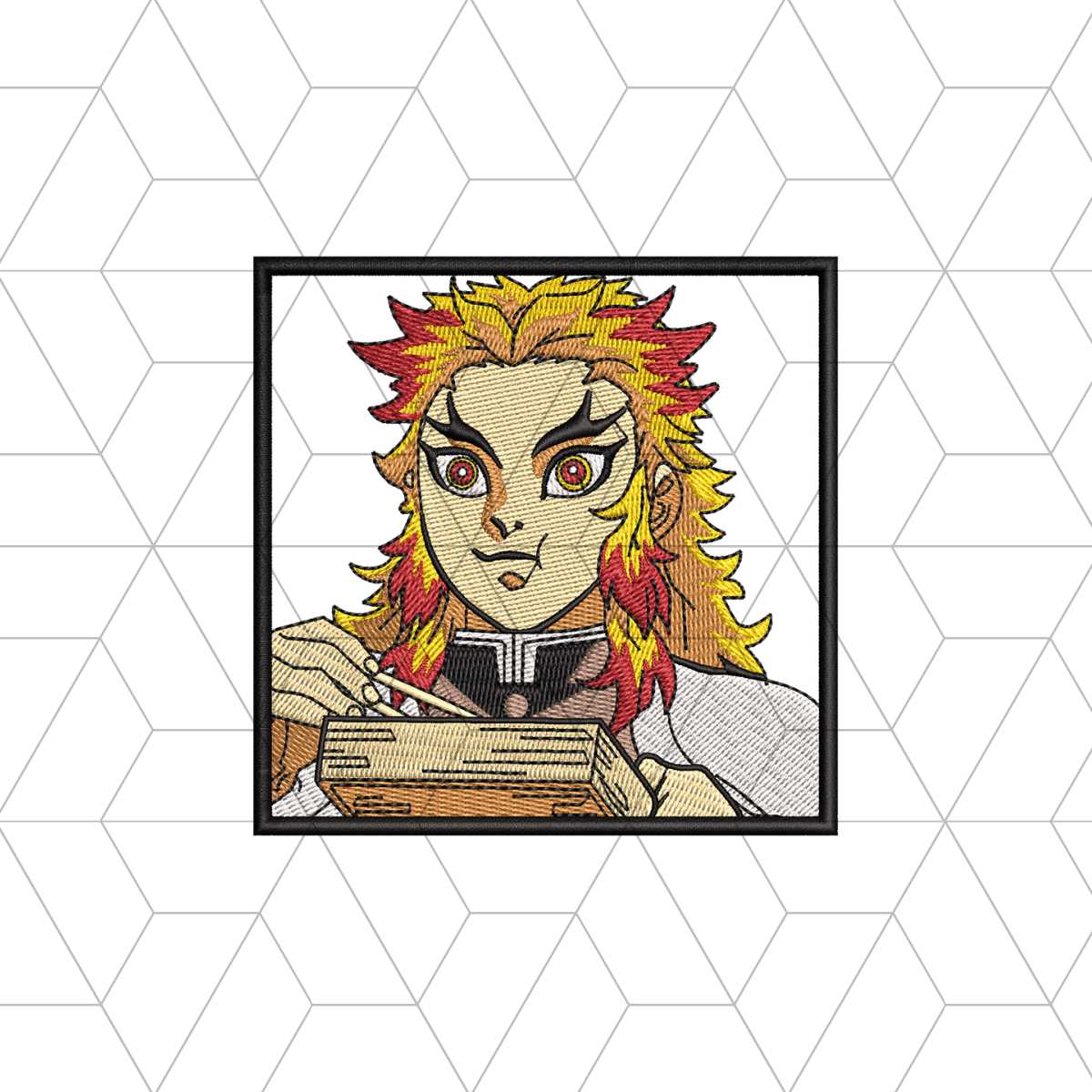 Rengoku Kyojuro Eating Embroidery Design Kimetsu No Yaiba An - Inspire ...
