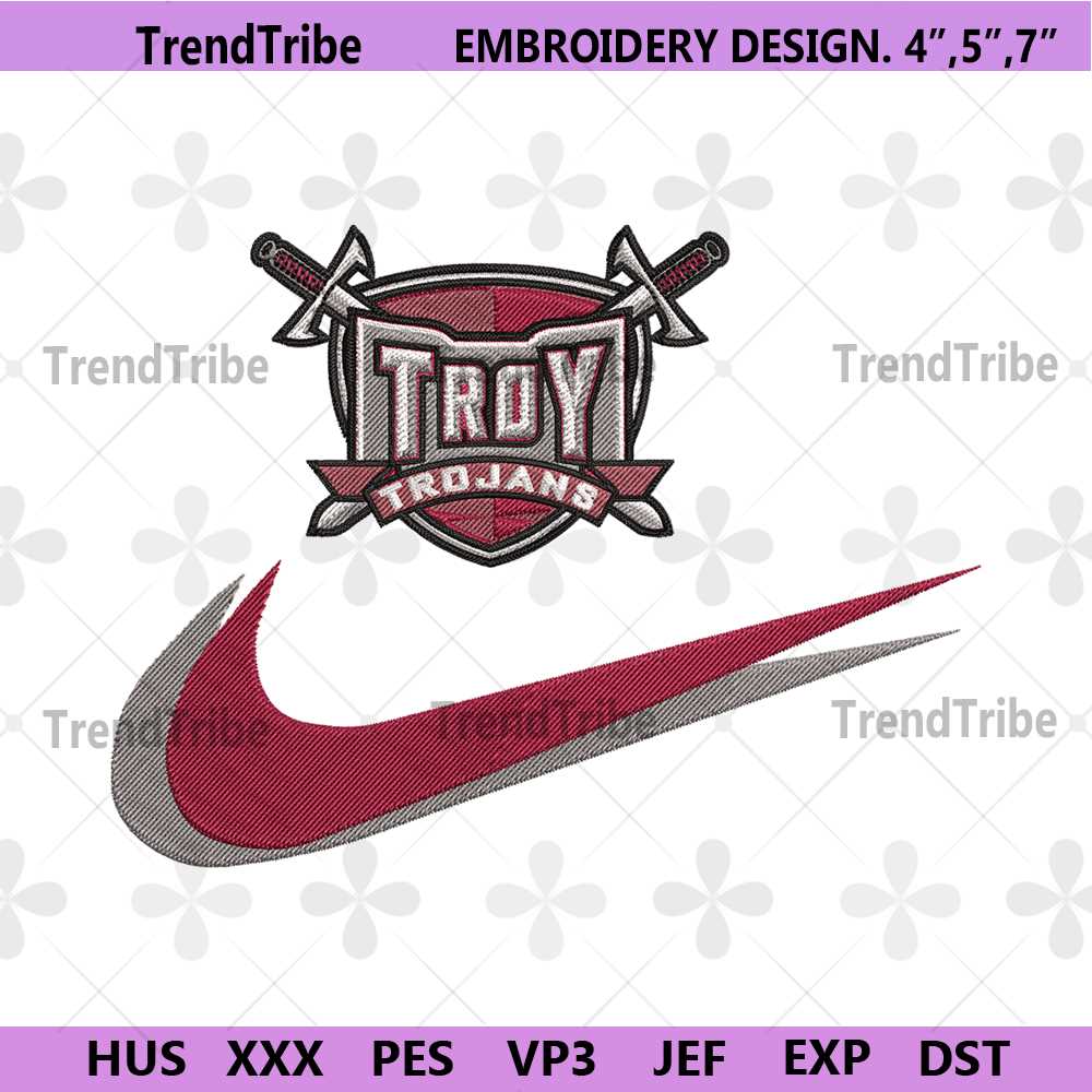 Troy Trojans Double Swoosh Nike Logo Embroidery Design File | Inspire ...