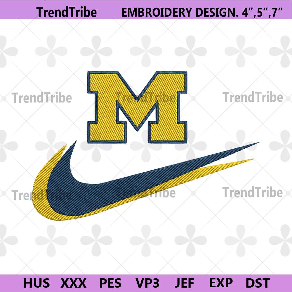Michigan Wolverines Double Swoosh Nike Logo Embroidery Desig | Inspire ...