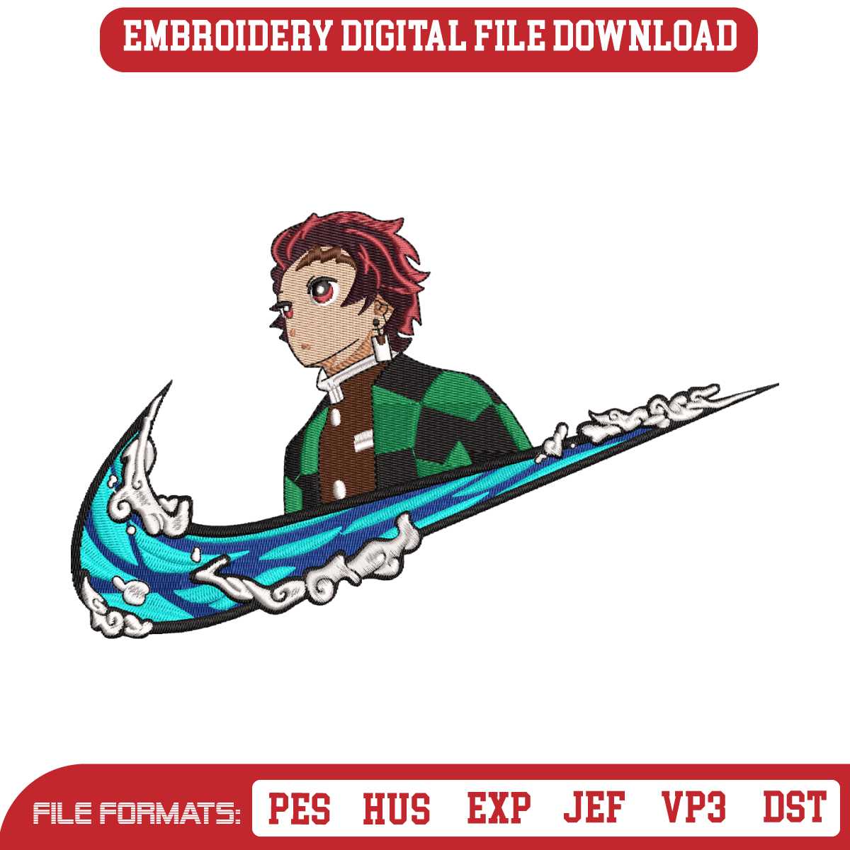 TANJIRO KAMADO Nike Water Sign Embroidery Design Kimetsu No | Inspire ...