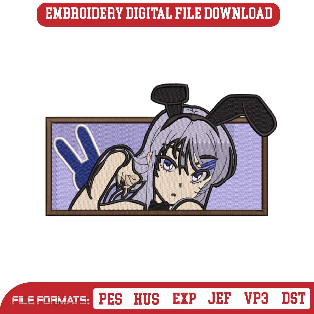 Mai Sakurajima Waifu Embroidery Design Instant Download Anim | Inspire ...