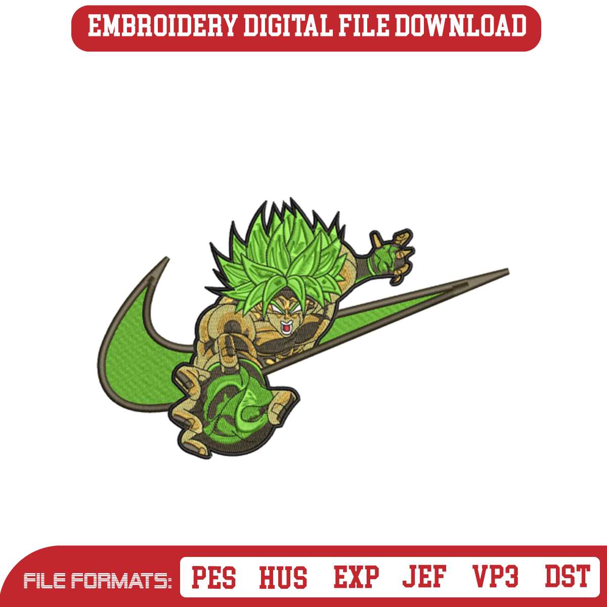 Broly Lgendary Super Saiyan X Green Nike Logo Embroidery Des - Inspire ...