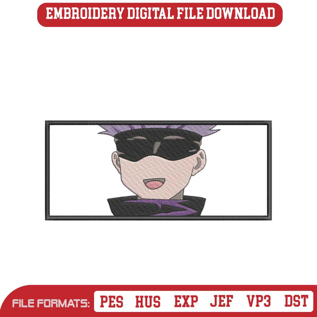 Cute Satoru Gojo Face Embroidery Design Download | Inspire Uplift