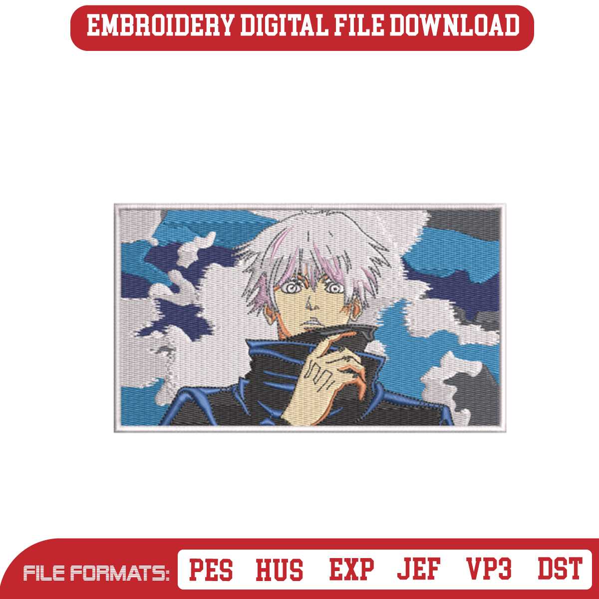 Gojo Satoru Clouds Embroidery Design Instant Download | Inspire Uplift