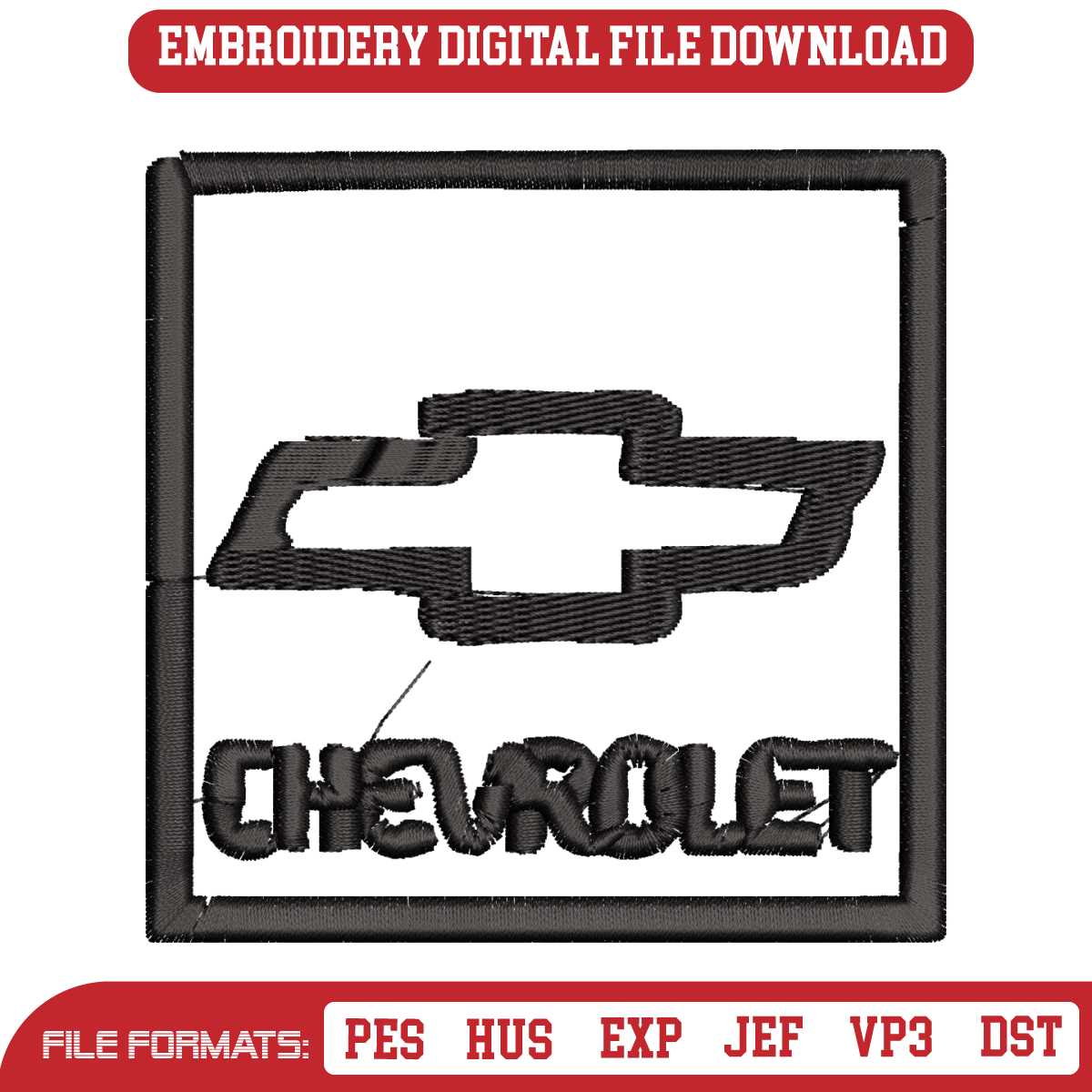 Logo Chevrolet Black Embroidery File Logo Car Embroidery Dig - Inspire ...