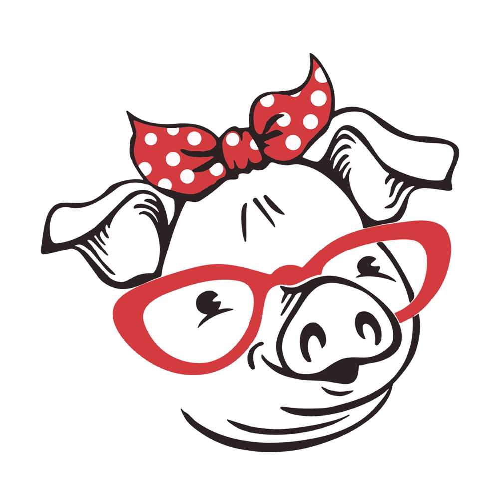 Lady Piggy, Trending Svg, Pig Svg, Ribbon Svg, Glasses Svg, - Inspire ...