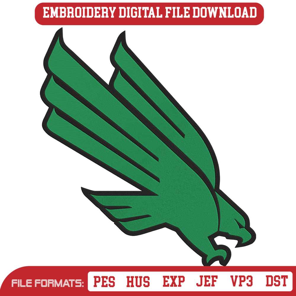 North Texas Mean Green Logo NCAA Embroidery Design File | Inspire Uplift