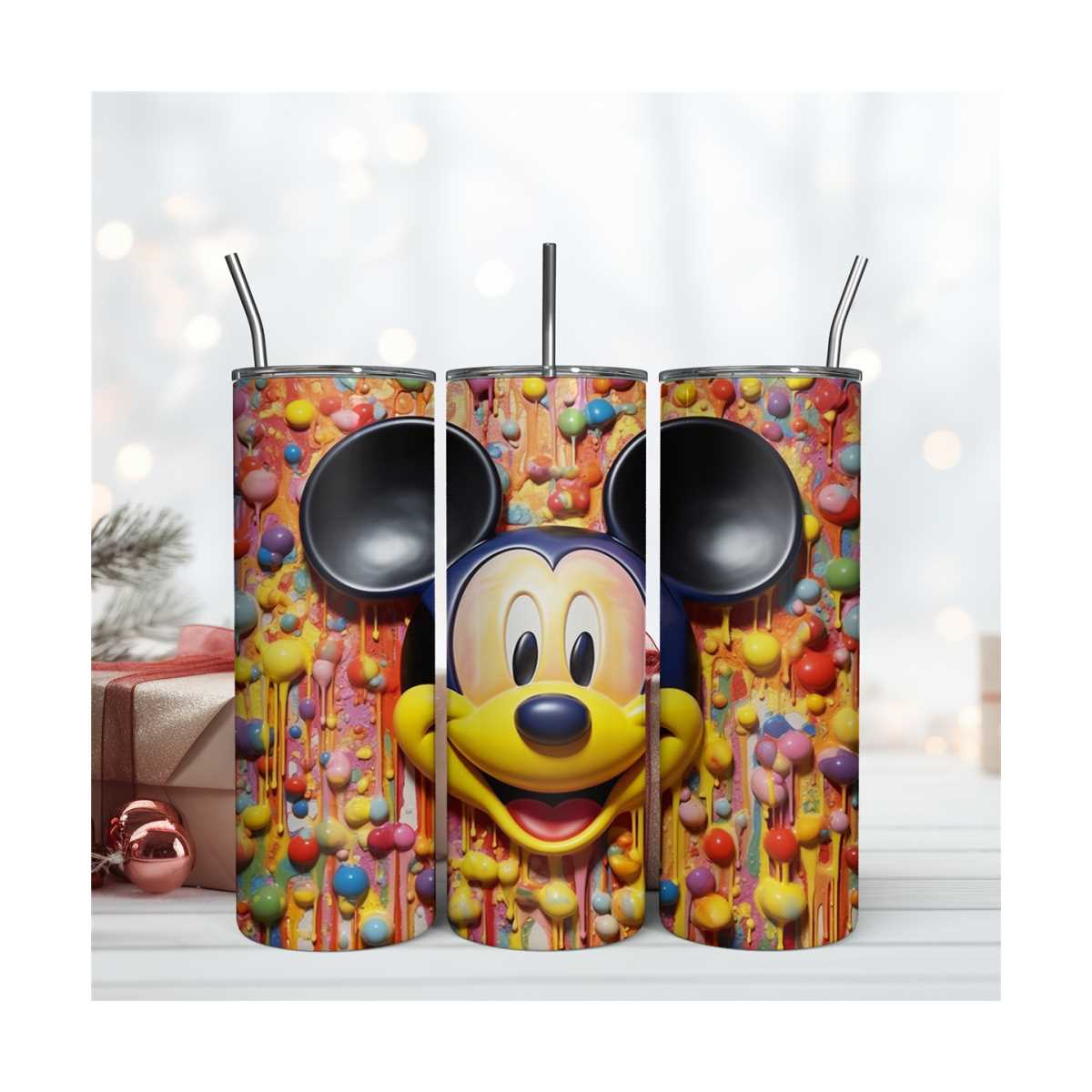 Colorful Mickey Mouse Drip Tumbler 20oz Png Skinny 20oz Digi - Inspire ...