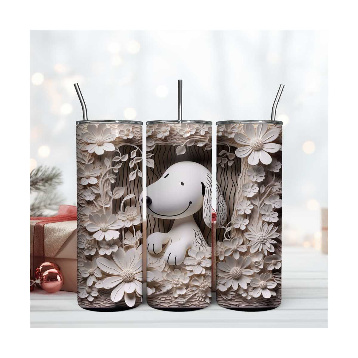 White Background With Snoopy Wrap 20oz Tumbler Design Downlo - Inspire ...