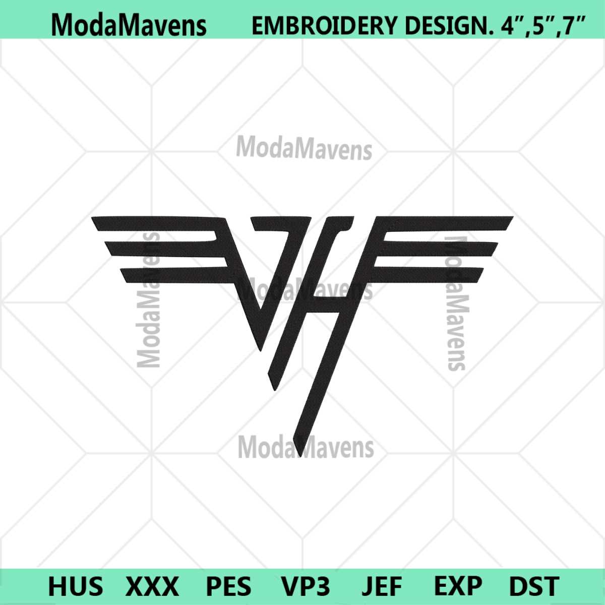 Van Halen Logo Rock Band Embroidery Design Download File | Inspire Uplift