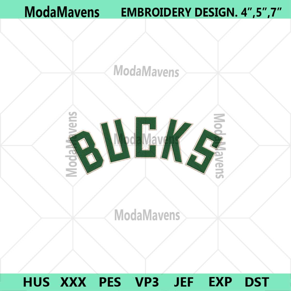 Milwaukee Bucks Wordmark Logo Embroidery Files, Milwaukee Bu | Inspire ...