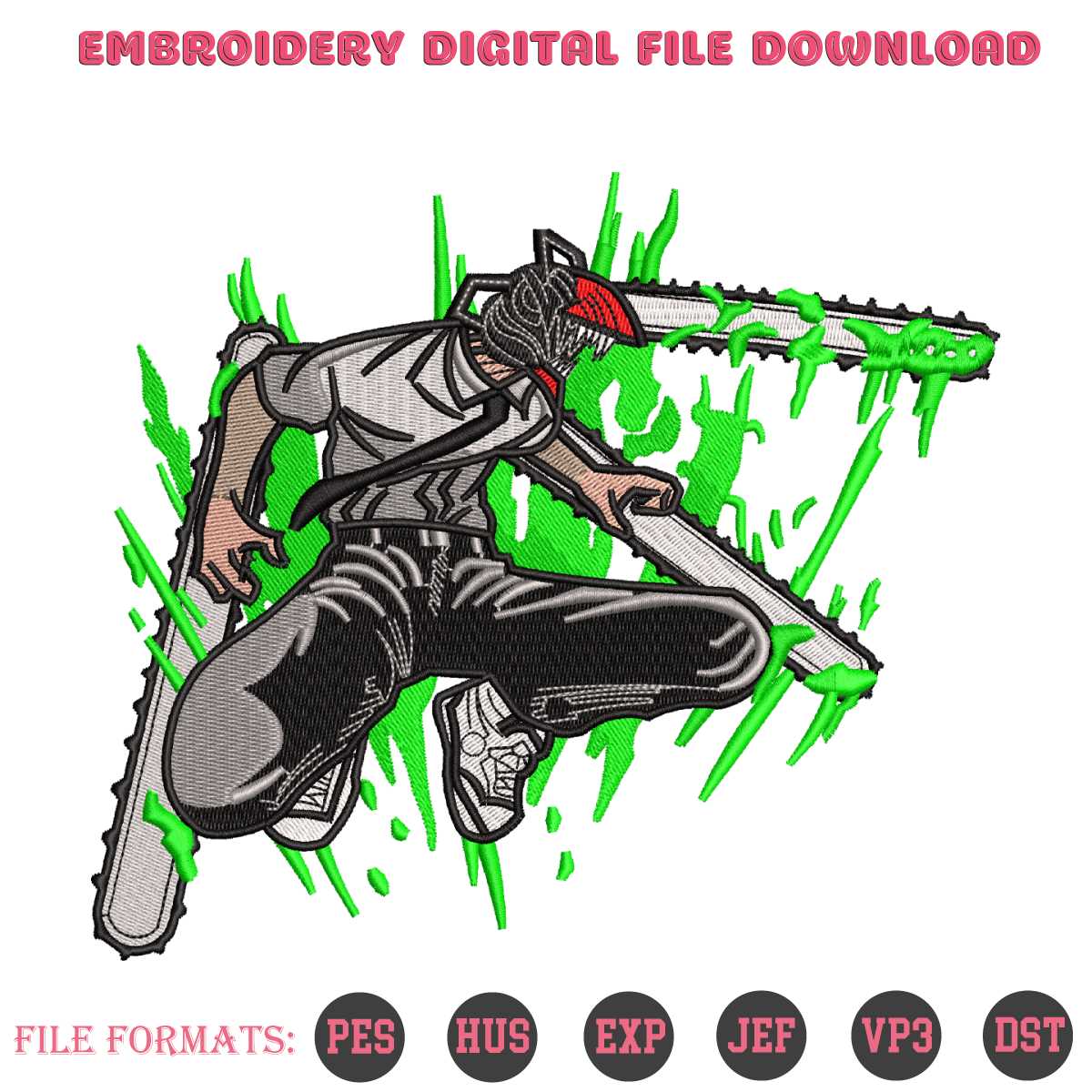 CHAINSAW MAN Embroidery Design Instant Download - Inspire Uplift