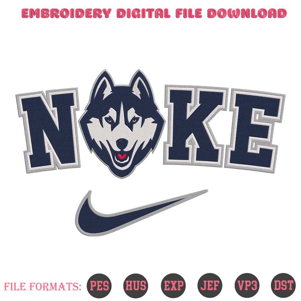 UConn Huskies Nike Logo Embroidery Design Download File | Inspire Uplift