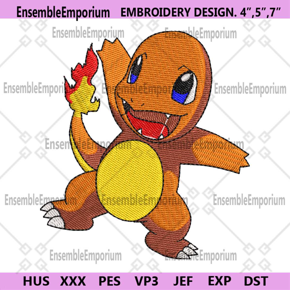 Charmander Pokemon Anime Embroidery Design Hitokage Embroide | Inspire ...