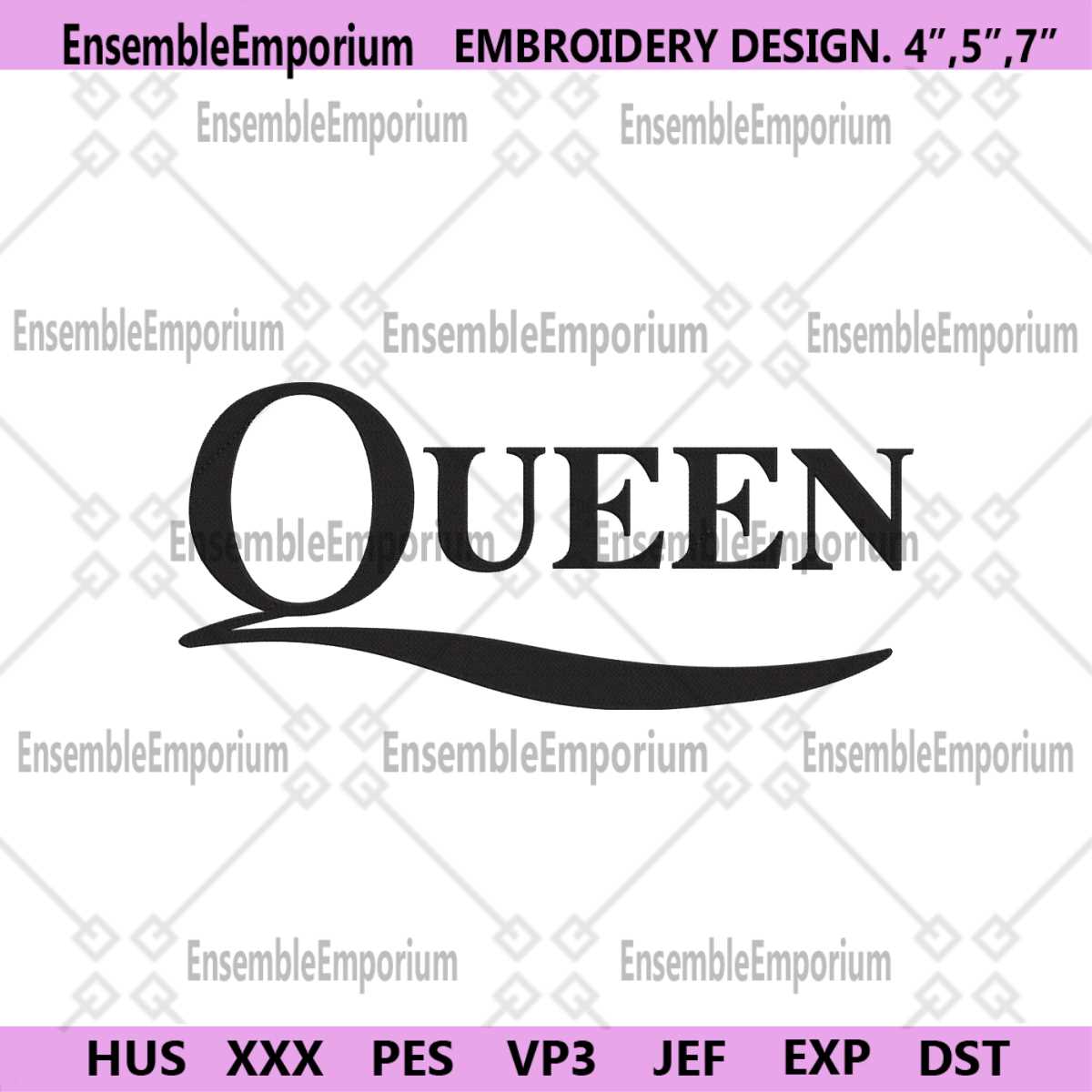 Queen Logo Rock Band Embroidery Design Download File | Inspire Uplift