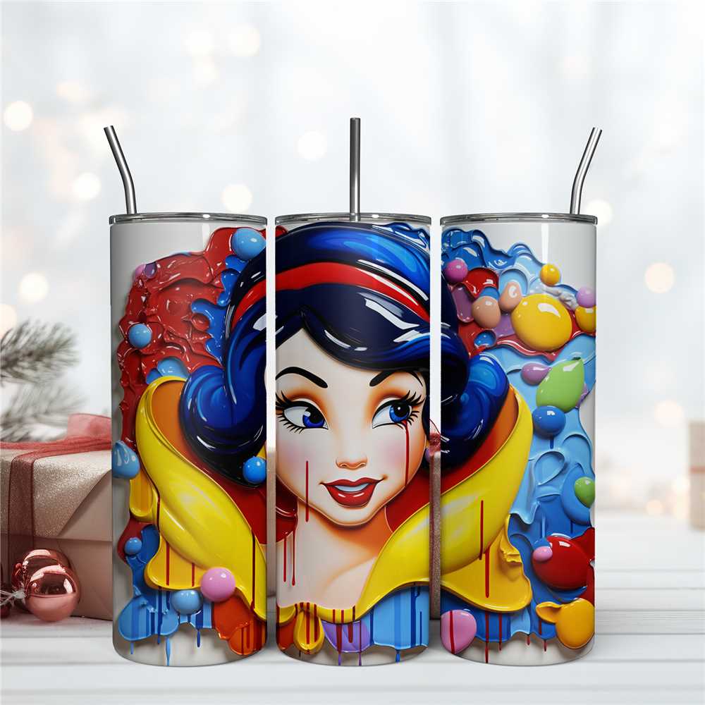 3D Inflated Snow White Tumbler Design, Disney Princess 20oz | Inspire ...