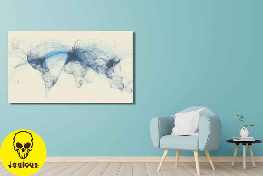 Flight Routes World Map Canvas Art,Air Traffic Painting,Flig | Inspire ...