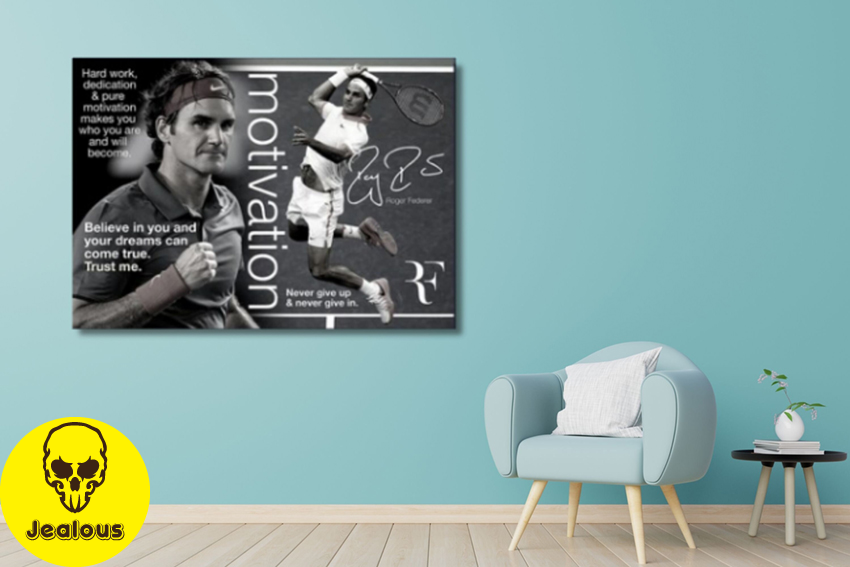 Roger Federer Motivation Print,Roger Federer Canvas Wall A | Inspire Uplift