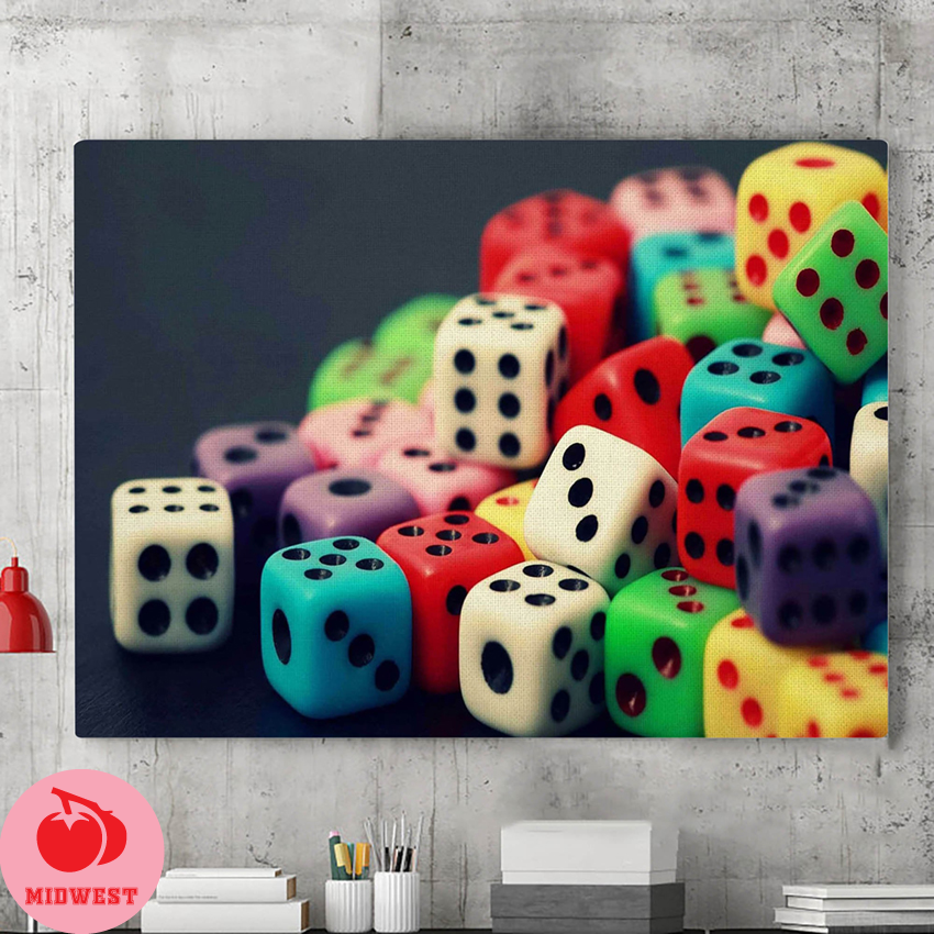 Colorful Dice Canvas Wall Art Painting, Game Room Wall Art, | Inspire ...