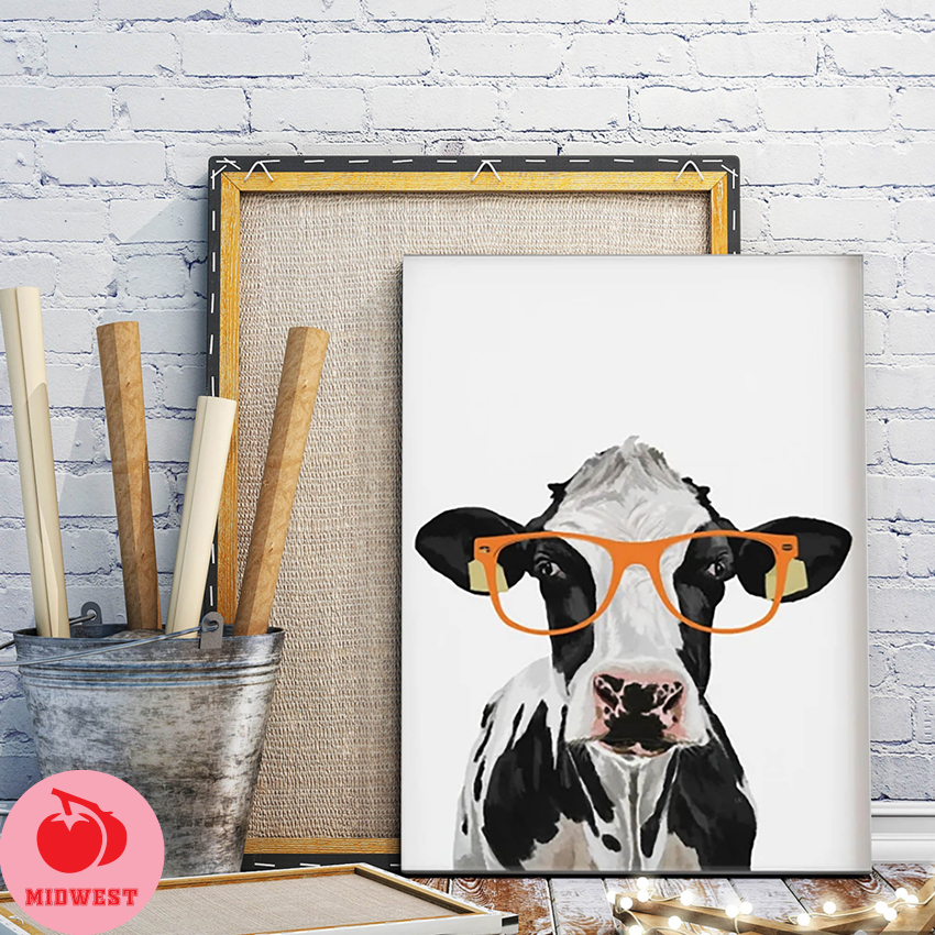 Cow Wall Art With Glasses, Cow Wall Paintings, Funny Cows, W | Inspire ...