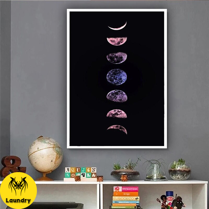 Moon Phases Print, Lunar Eclipse Wall Art, Moon Phases Canva | Inspire ...