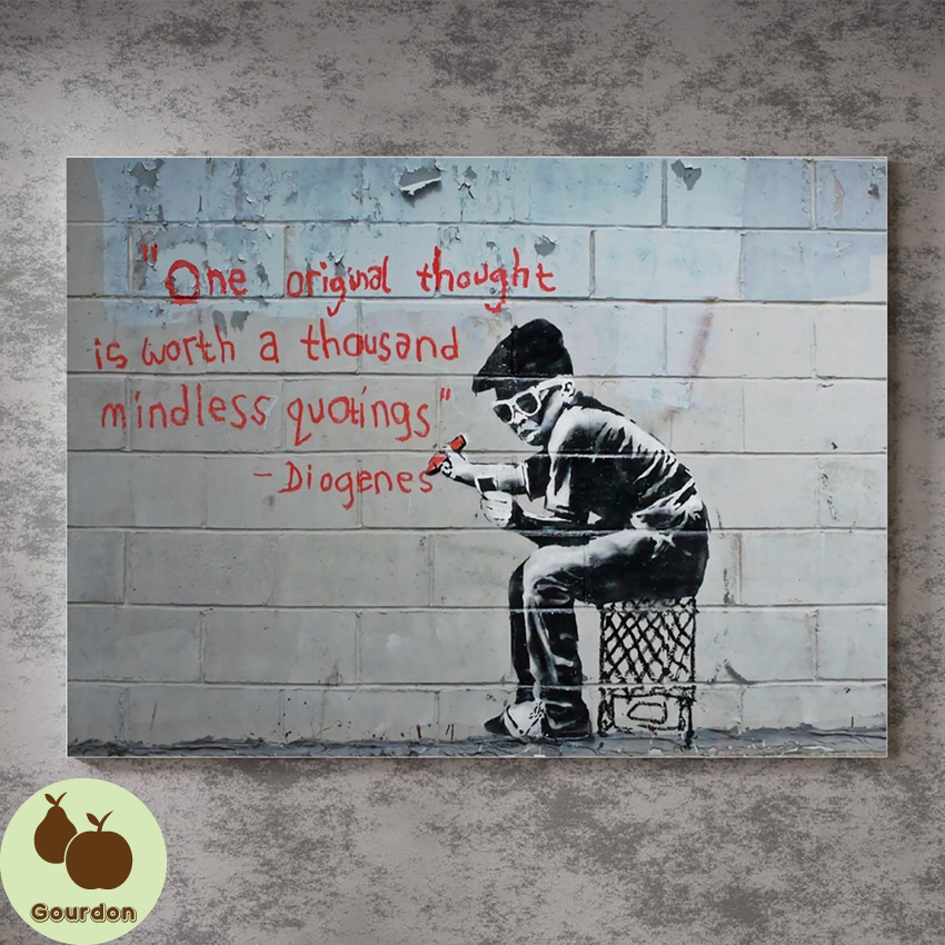 Banksy Poster Original Thought Canvas,Urban Wall Art,Graffit | Inspire ...