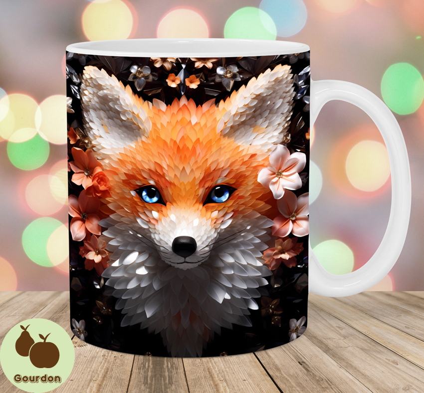 3D Fox Mug Wrap, 11oz 15oz Mug Template, Mug Sublimation De | Inspire ...