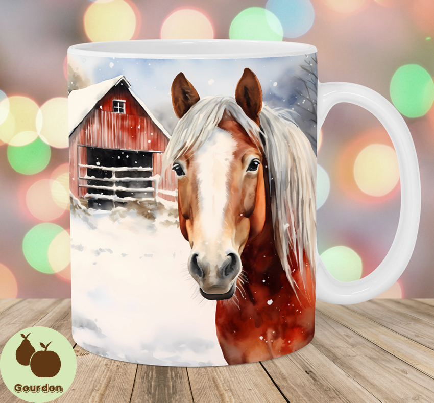 Horse Mug Wrap, 11oz And 15oz Mug Template, Red Barn Mug Sub | Inspire ...