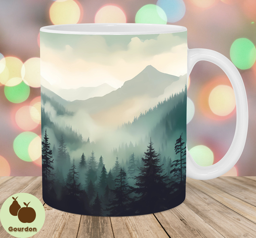 Mountain Landscape Mug Wrap, 11oz And 15oz Mug Template, Mug | Inspire ...