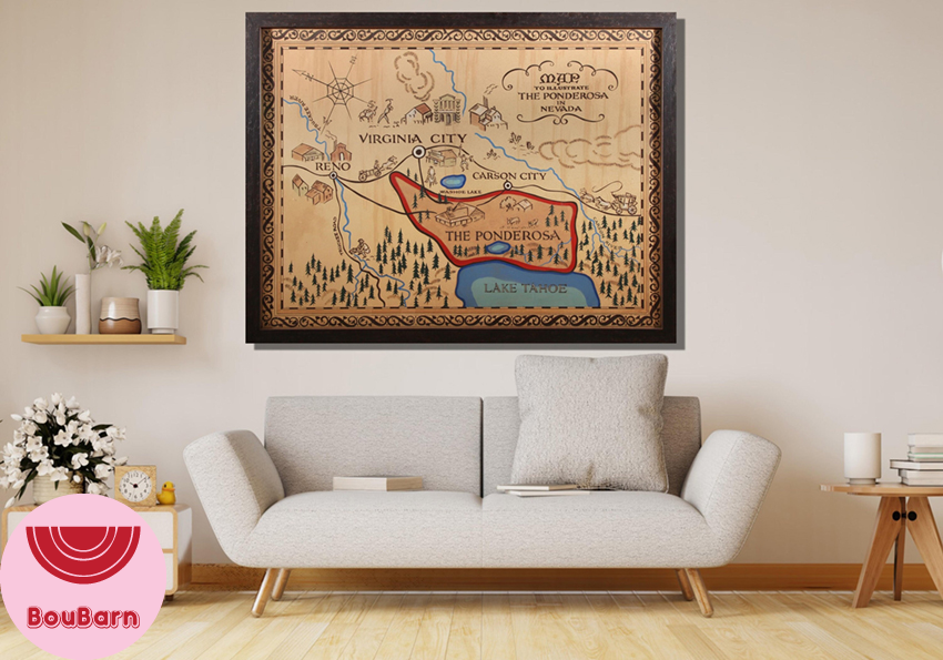 Ponderosa Map Poster, Map of the Ponderosa, Bonanza Map Canv | Inspire ...