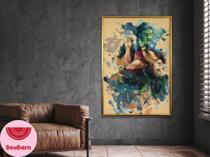 tango dancers art, tango lovers print on paper, dancer in re | Inspire ...