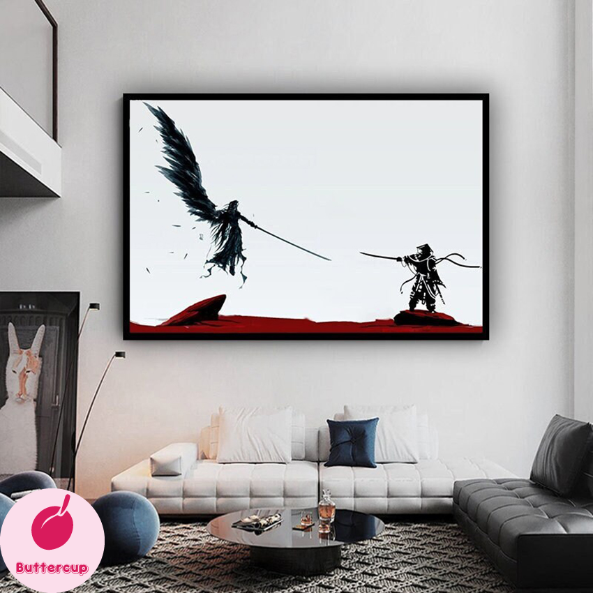 fight of the samurai canvas wall art , samurai canvas print | Inspire ...