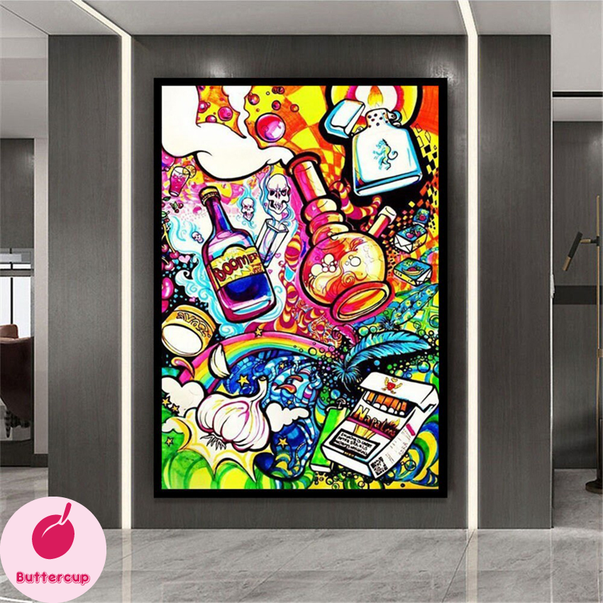 graffiti cigarette lighter canvas wall art , marijuana canva | Inspire ...