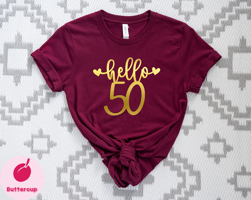 Hello 50 Shirt, 50th Birthday Shirt, Hello 50 Heart Shirt, F | Inspire ...