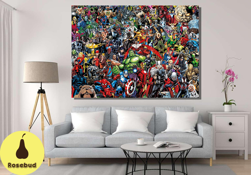 Marvel Heroes, Kids Art Canvas, Super Heros Poster, Boy Room | Inspire ...