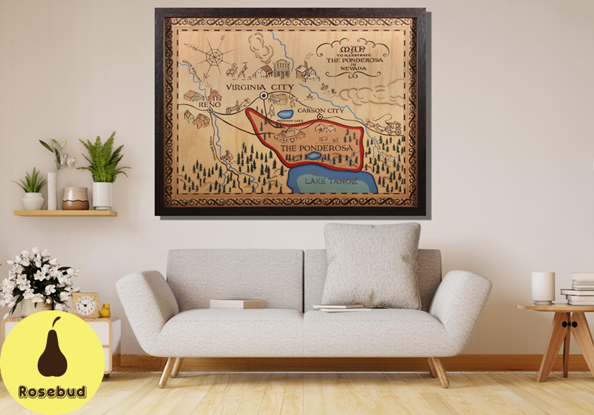 Ponderosa Map Poster, Map of the Ponderosa, Bonanza Map Canv | Inspire ...