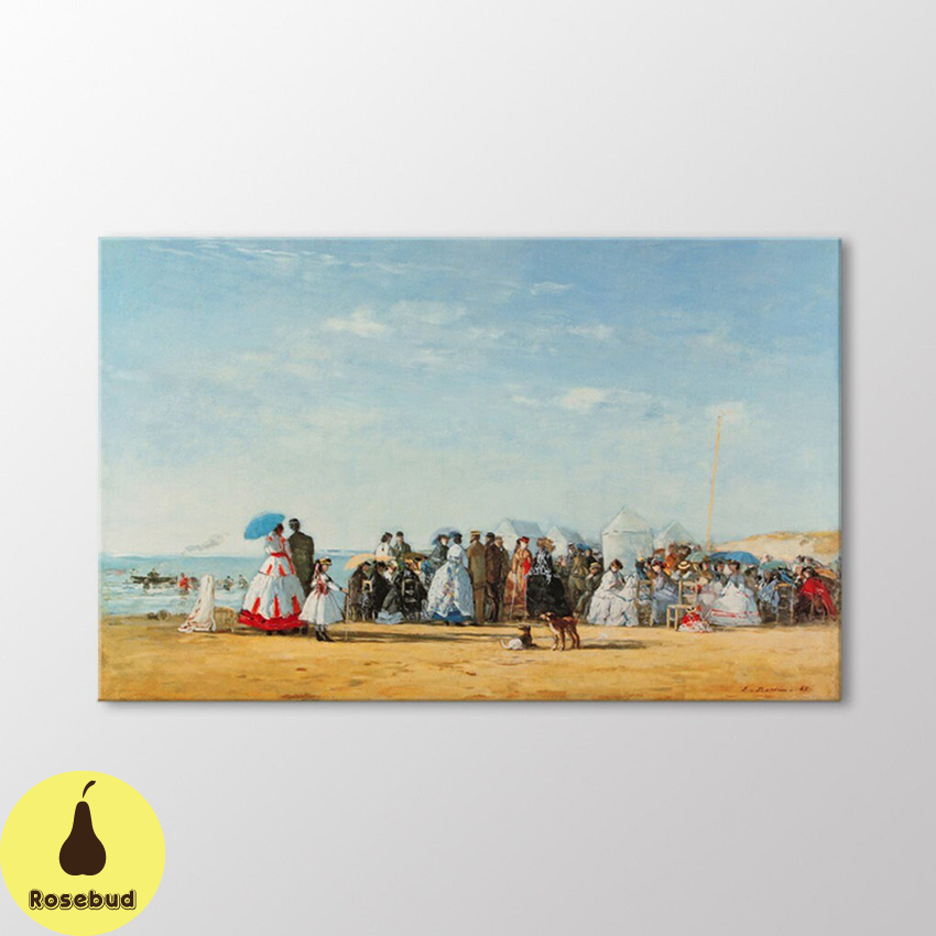 Fashionable Figures On The Beach by Eugene Boudin Canvas Wal | Inspire ...