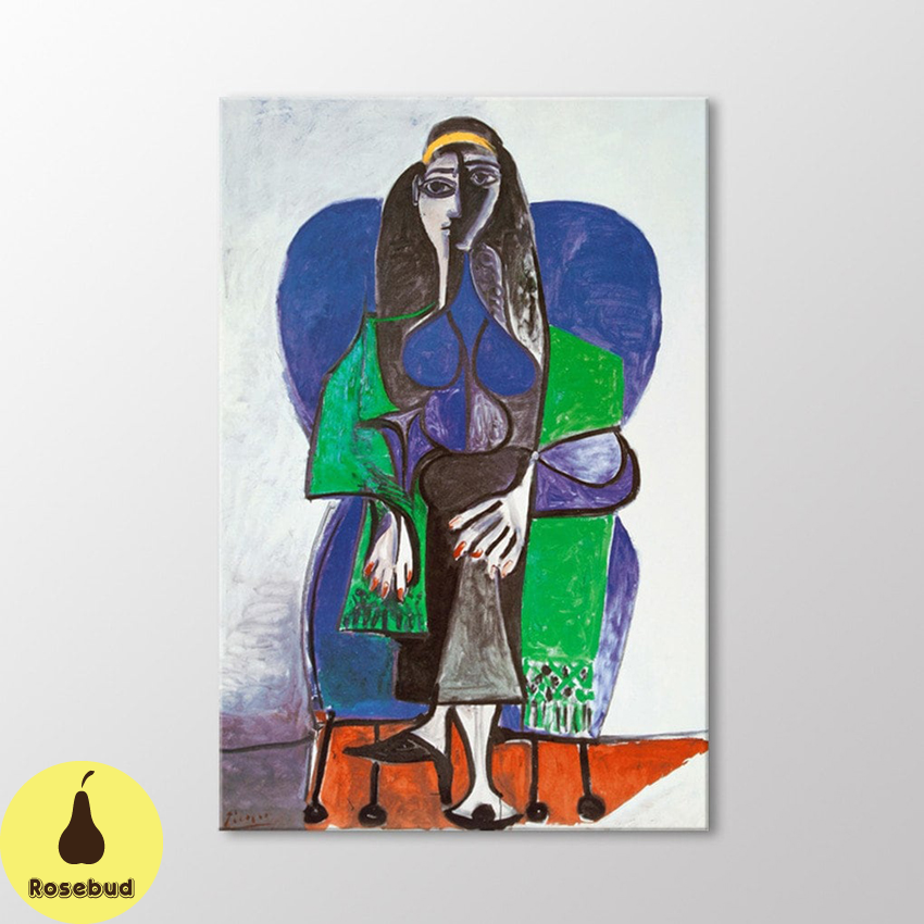 Sitting Woman With Gree Scarf by Pablo Picasso Canvas Wall A | Inspire ...