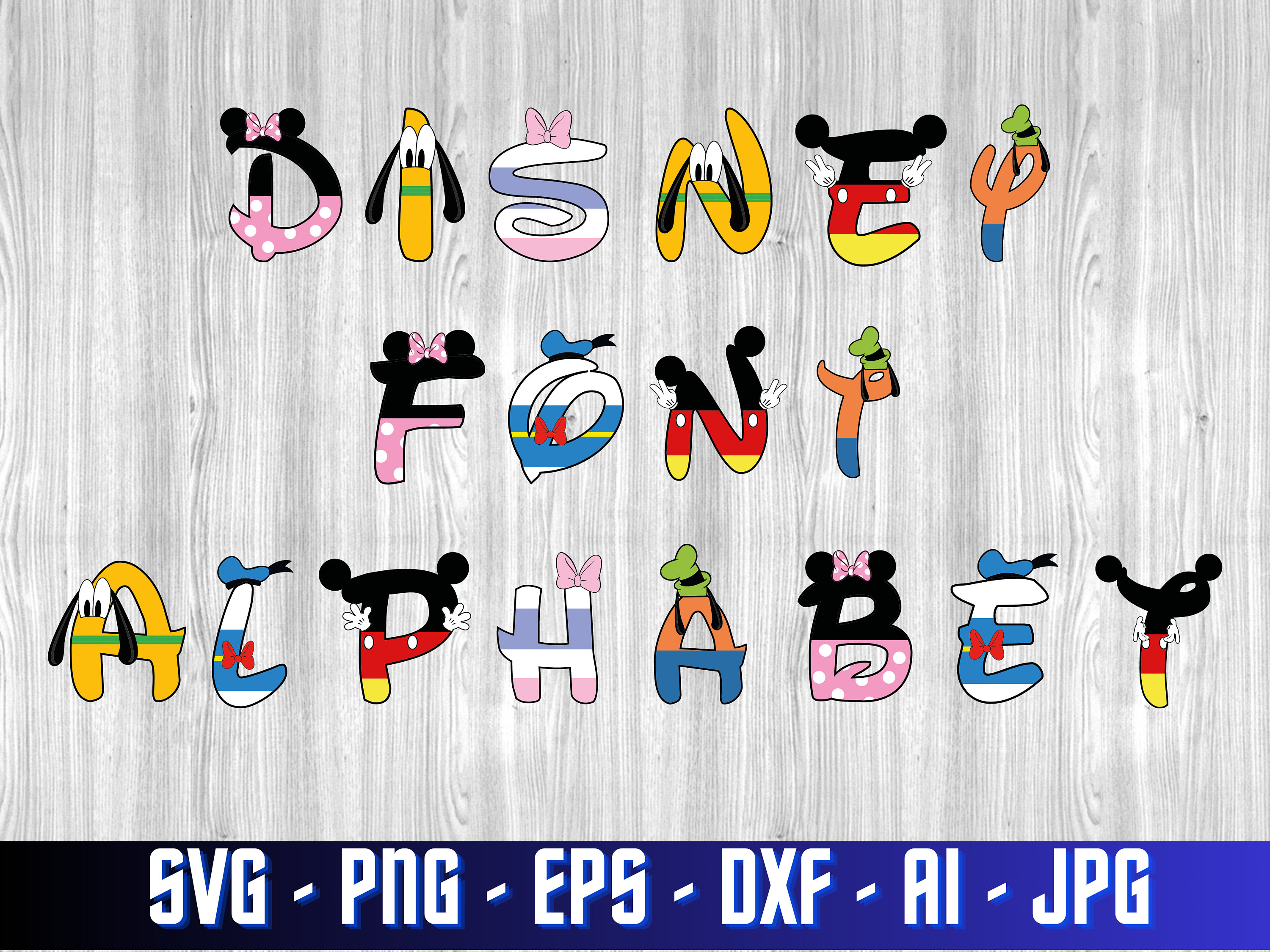 Mickey Alphabet Svg , Mickey & Friends Font Cricut Vector Bu - Inspire ...