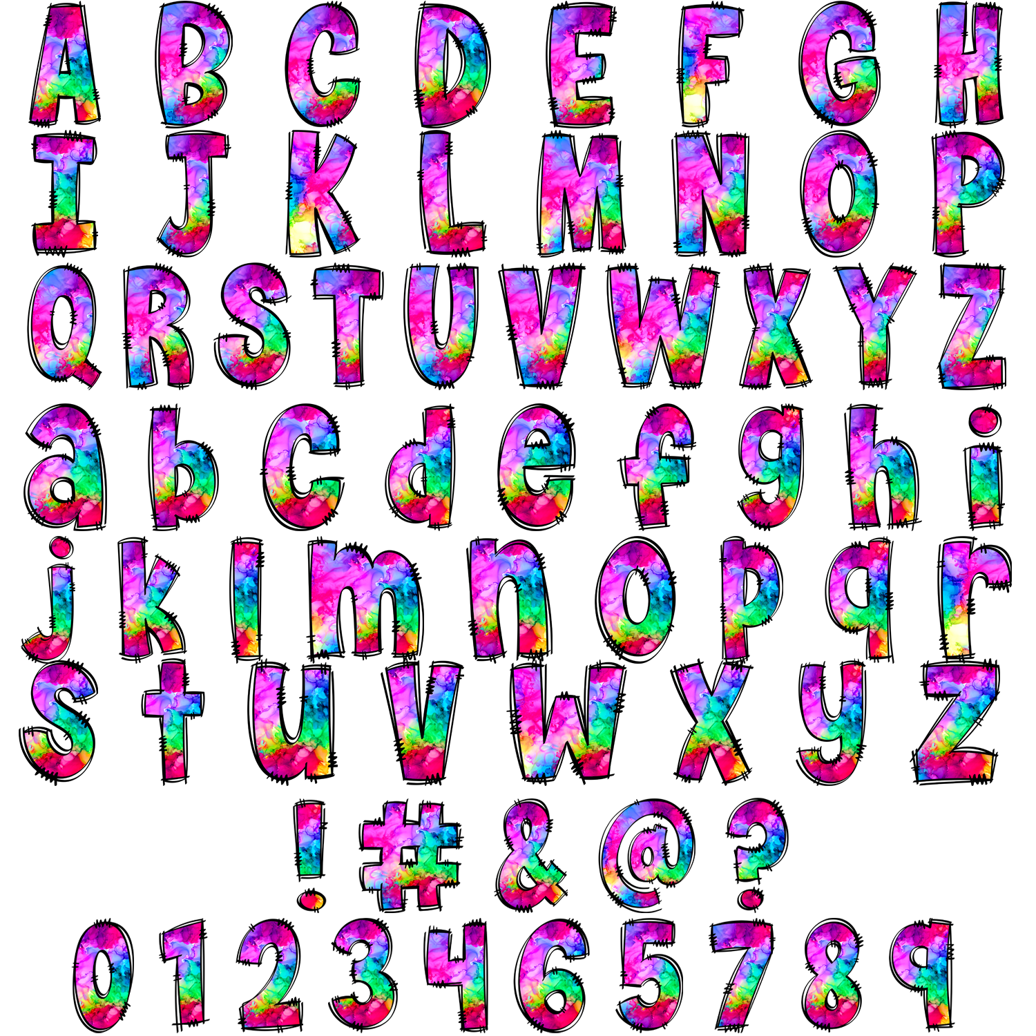 Rainbow Ink Watercolor PNG Letters | Inspire Uplift