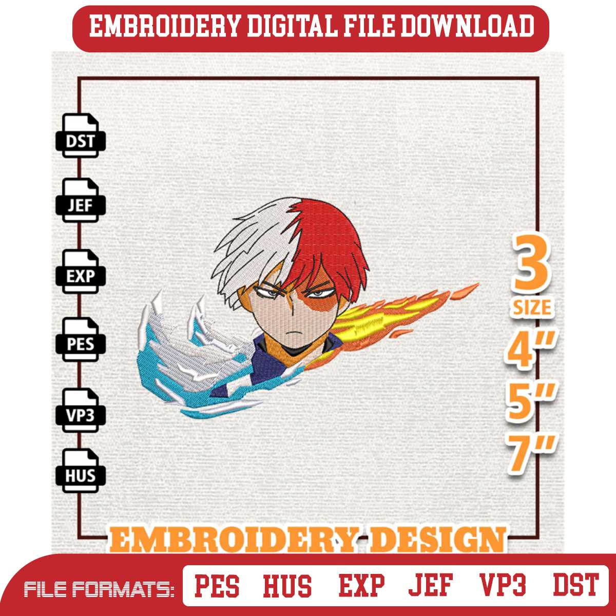 Nike Swoosh Todoroki Shoto Embroidery Design - Inspire Uplift