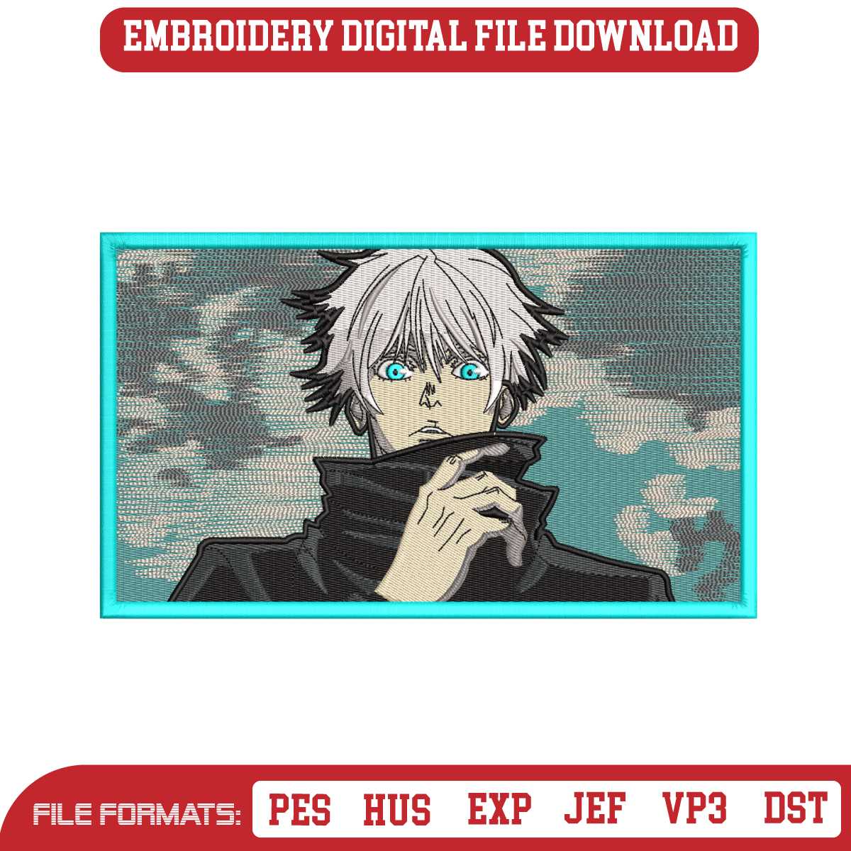 Anime Jujutsu Kaisen Gojo Satoru Embroidery Design File - Inspire Uplift
