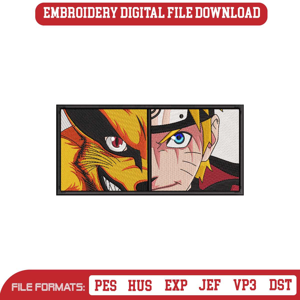 Kurama X Naruto Embroidery Design Anime Naruto Embroidery Fi | Inspire ...