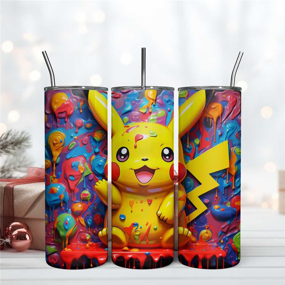 3D Pikachu Tumbler Design, 20oz Skinny Tumbler Instant Downl | Inspire ...