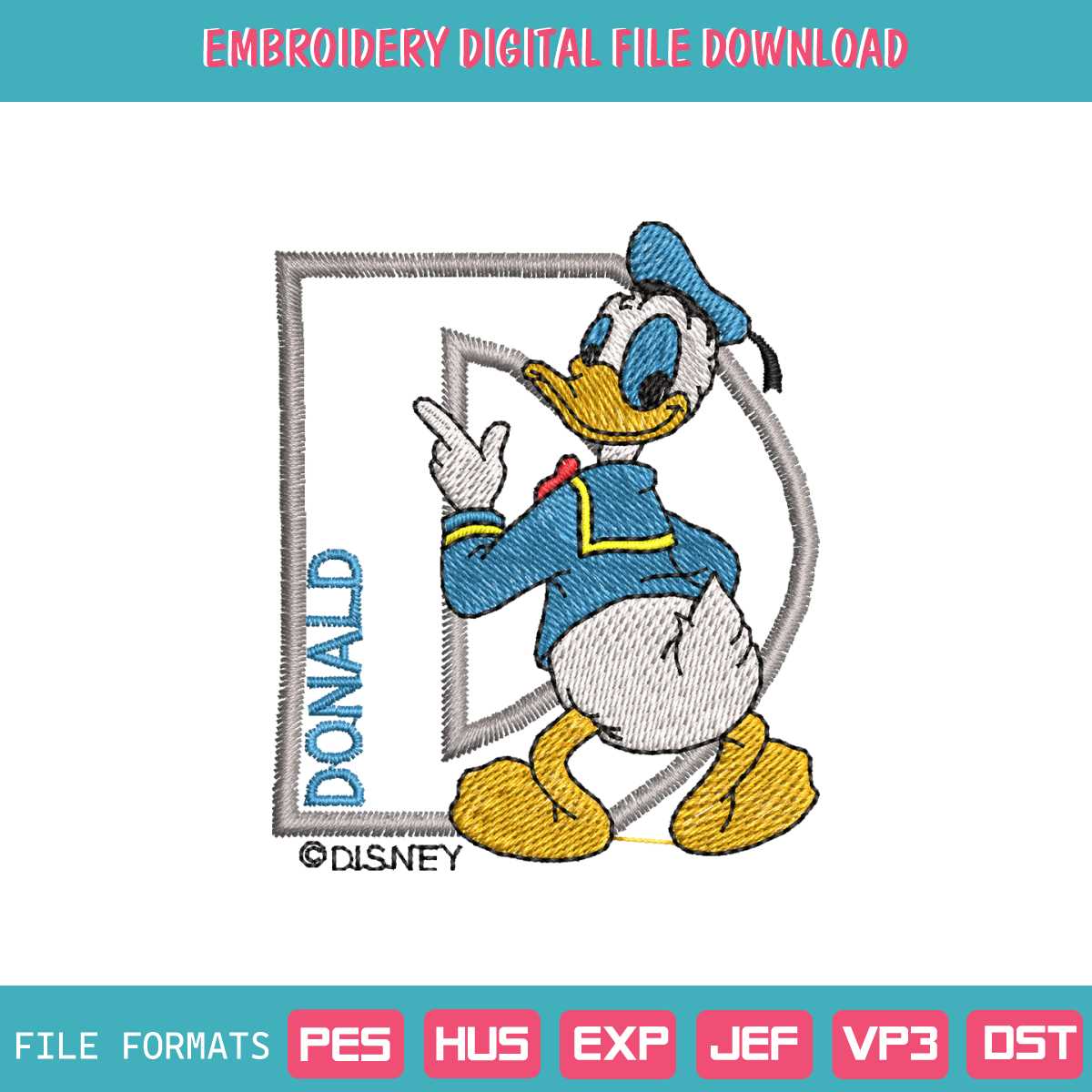 Donald Duck And D Letter Embroidery Design Download - Inspire Uplift