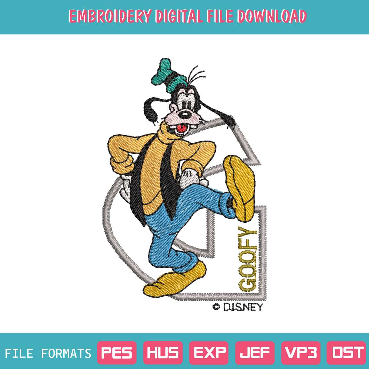 Goofy And G Letters Embroidery Design Download - Inspire Uplift