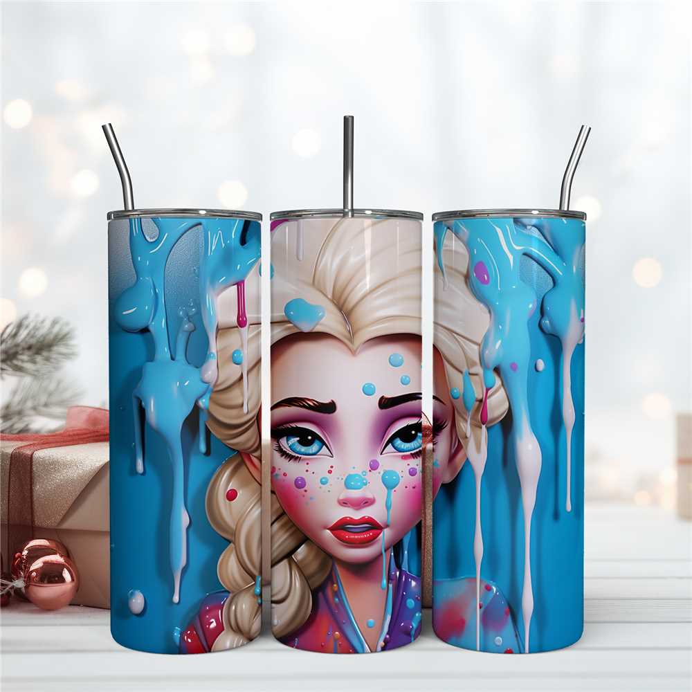 Blue Elsa Dripping Tumbler Design Wrap, Elsa Princess Tumble | Inspire ...