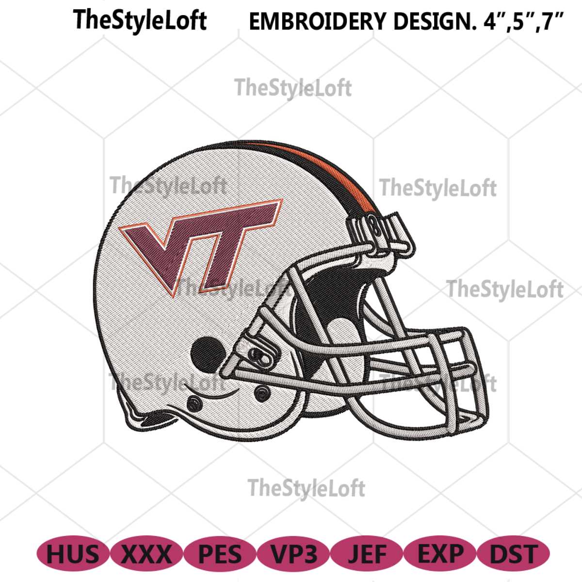 Virginia Tech Hokies Helmet Machine Embroidery Digitizing | Inspire Uplift