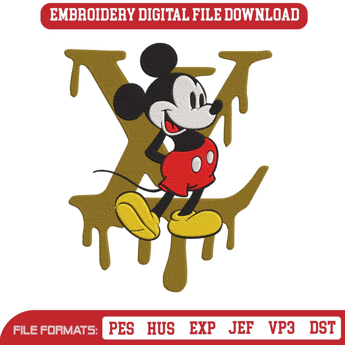 Inspired Mickey Mouse LV Dripping Embroidery Design | Inspire Uplift